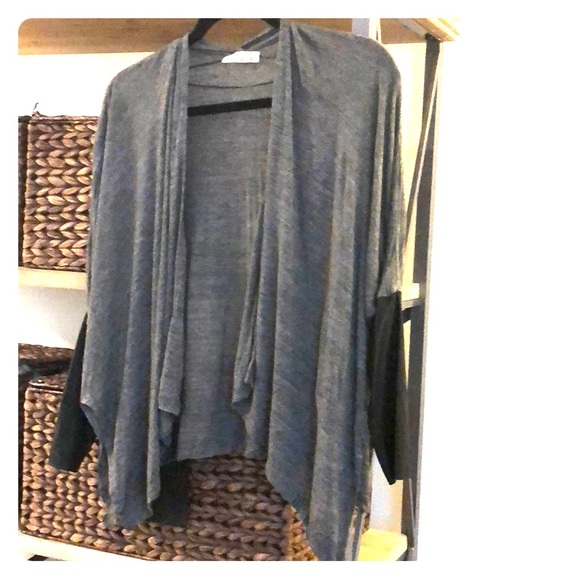 Zara | Tops | Zara Soft Grey Wrap With Faux Leather Sleeves | Poshmark